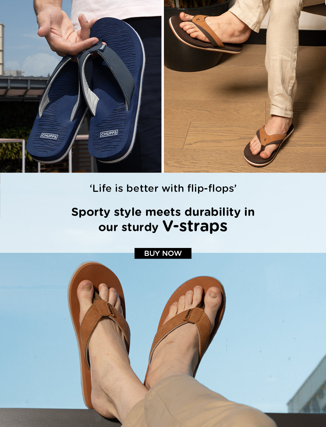 Natural Rubber Flip Flop Slippers for Men & Women - Chupps#N# – CHUPPS